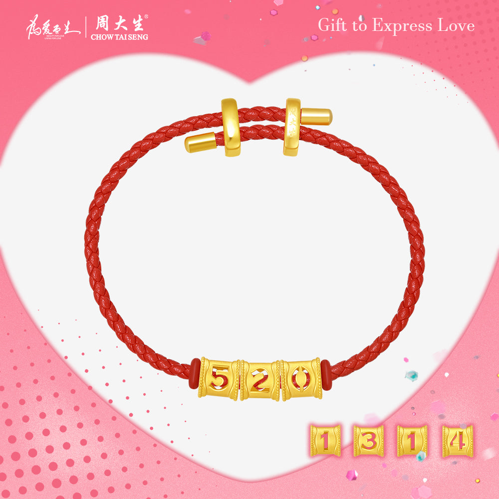[New] 24K Gold I Love You Forever 520 1314 Number Couple Charm – ChowTaiSeng