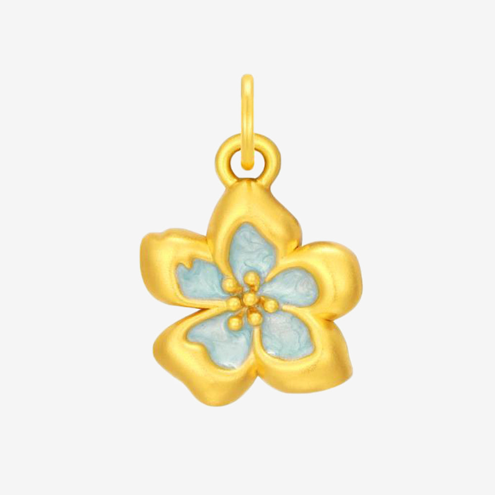 24K Gold Enamel Blue Almond Blossom Dangle Charm – ChowTaiSeng