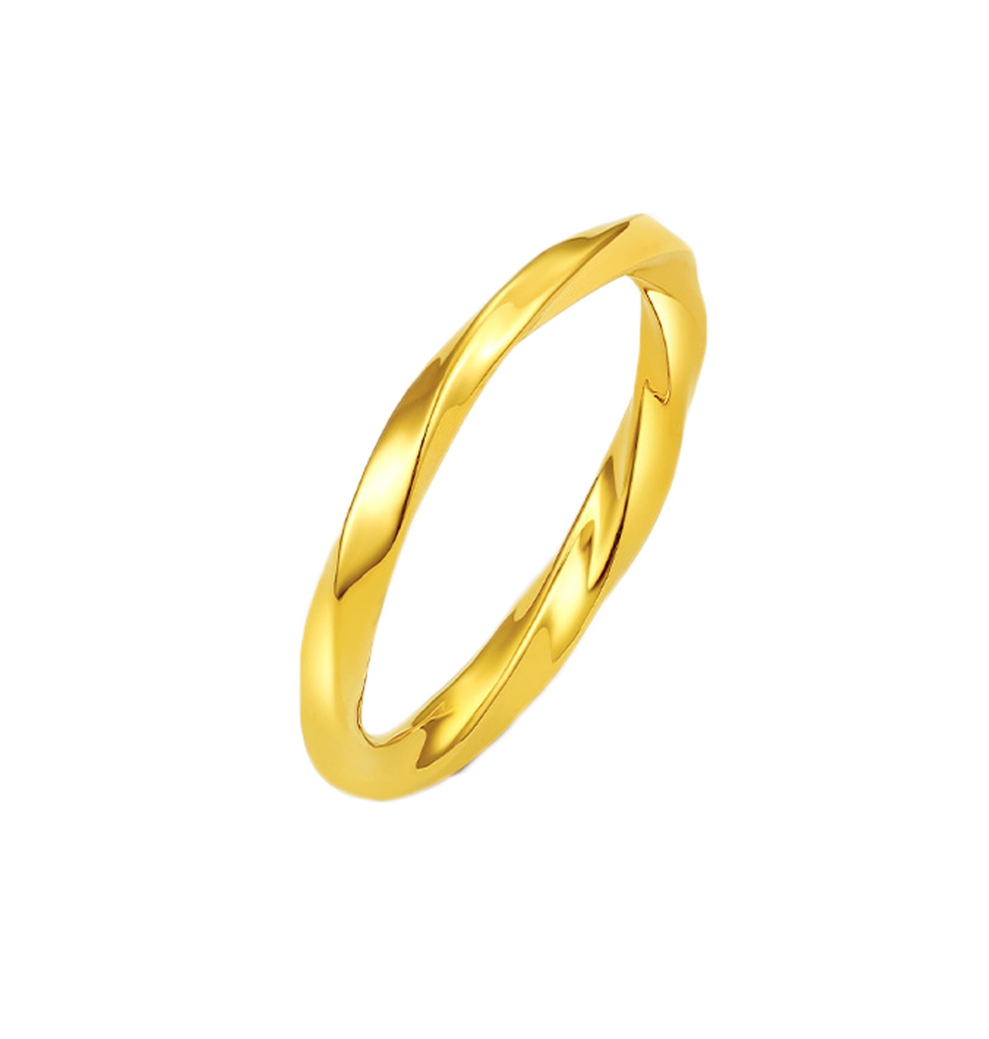 24K Gold Glossy Mobius Strip Ring – ChowTaiSeng