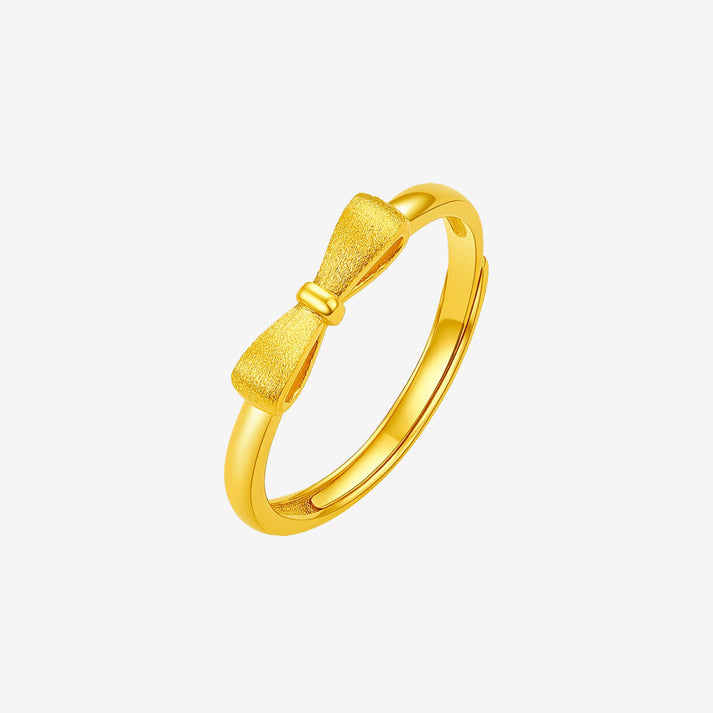 24K Gold Matte Bow Knot Ring – ChowTaiSeng