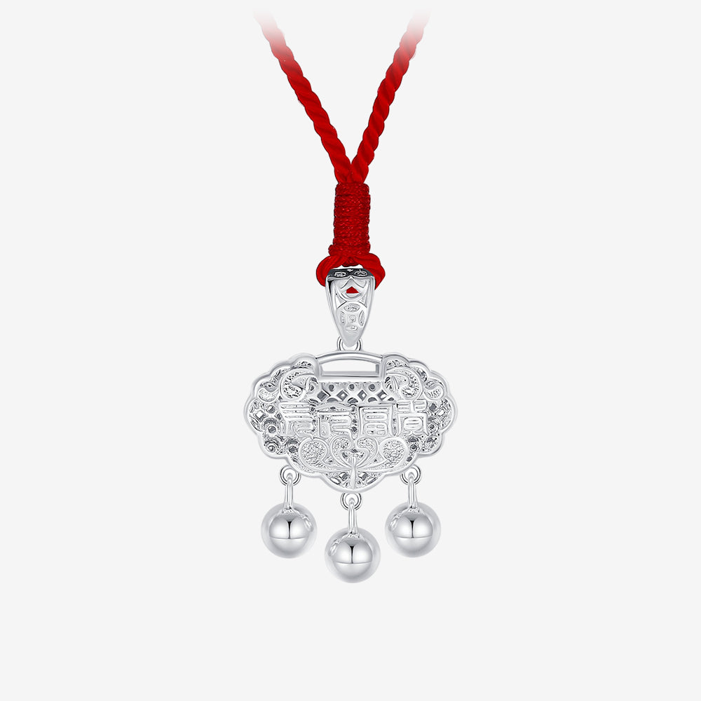 Silver Wealth and Longevity Ruyi Lock Newborn Baby Child Necklace ...