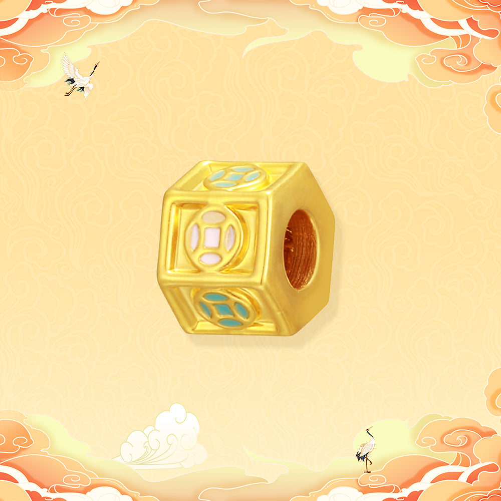 Wonderful Equation Series 24K Gold Color Coin Hexagonal Barrel Charm ...